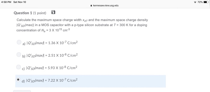 Solved 4:58 PM Sat Nov 10 kennesaw.view.usg.edu Question 1 | Chegg.com