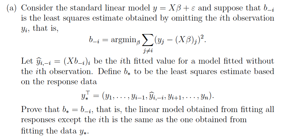 (a) Consider the standard linear model y = XB+E and | Chegg.com