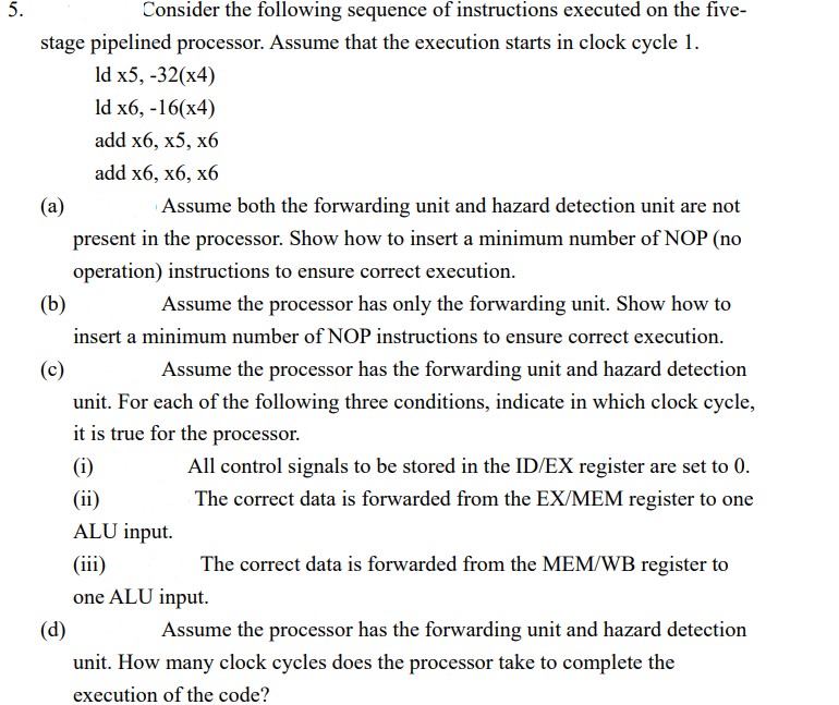 Solved Consider the following sequence of instructions | Chegg.com