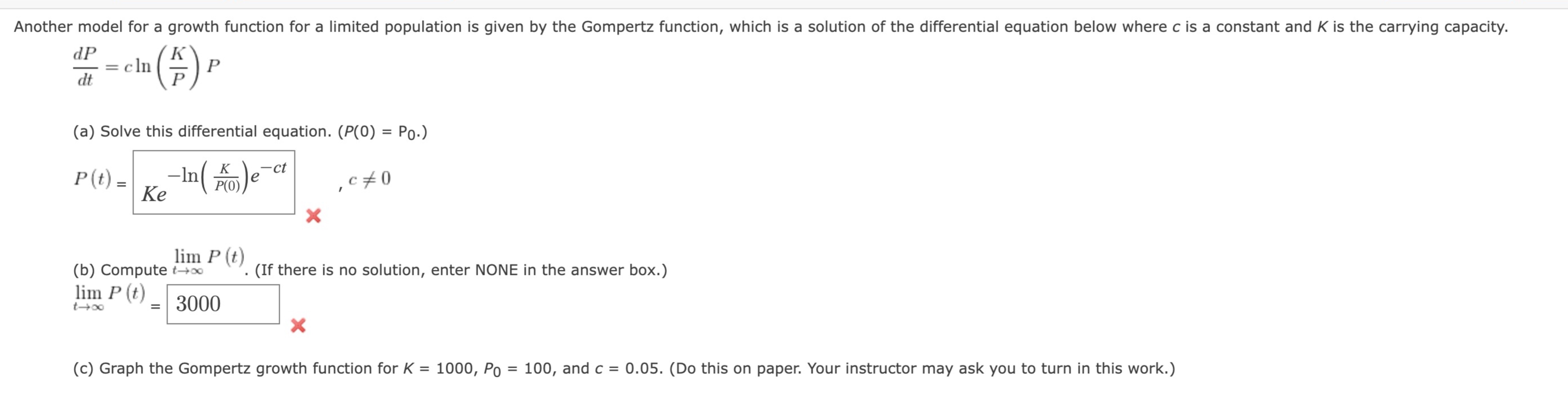 Solved dtdP=cln(PK)P (a) Solve this differential equation. | Chegg.com