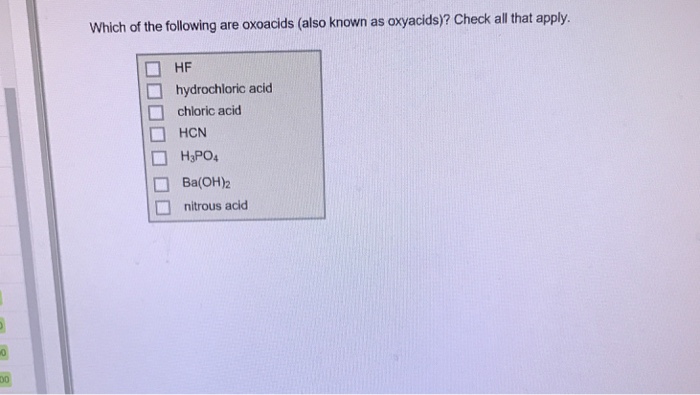 Solved Which of the following are oxoacids (also known as | Chegg.com