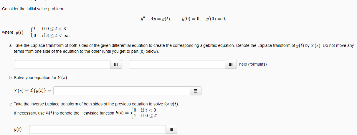 Solved Consider the initial value problem y" + 4y = g(t), | Chegg.com