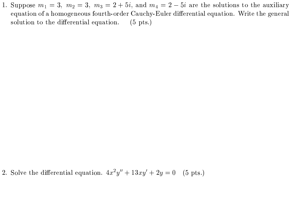 Solved 1. Suppose m1 = 3, m2 = 3, m3 = 2 + 5i, and m4 = 2 – | Chegg.com