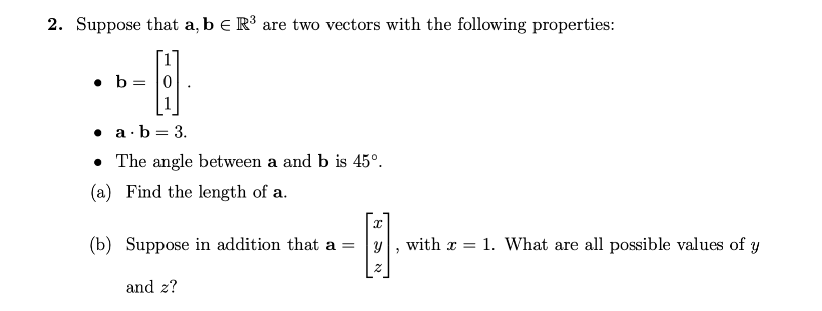 Solved V = х r 1. Consider the following two vectors in R3: | Chegg.com