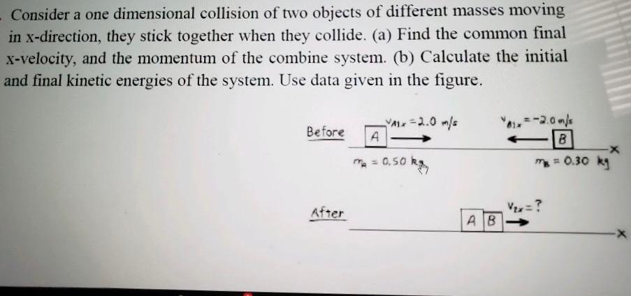 Solved - Consider a one dimensional collision of two objects | Chegg.com