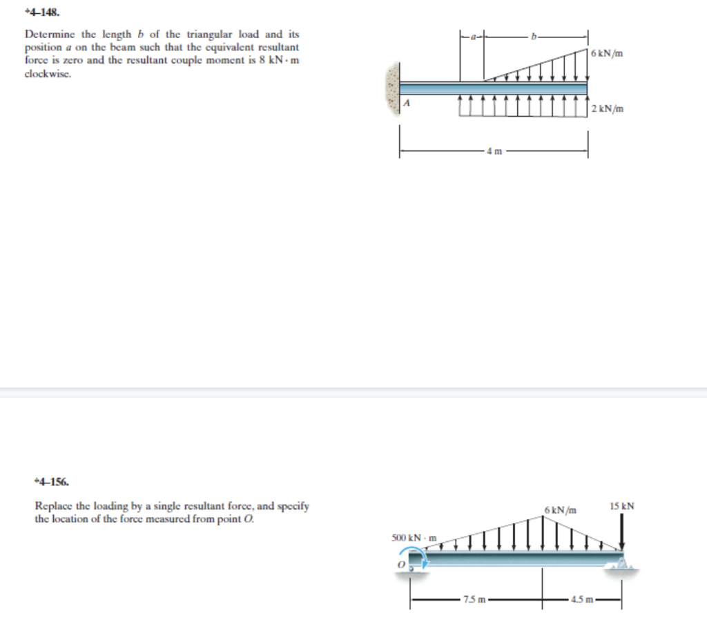 Solved +4-148. Determine the length b of the triangular load | Chegg.com