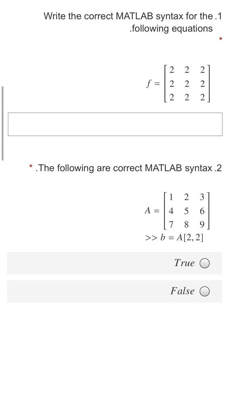 Solved Write the correct MATLAB syntax for the. 1 .following | Chegg.com