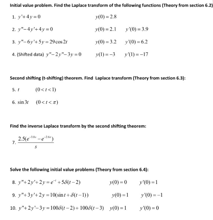 Solved Initial Value Problem Find The Laplace Transform Of