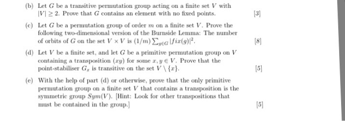 Solved (b) Let G be a transitive permutation group acting on | Chegg.com