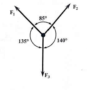 Solved The three forces shown are in equilibrium. If F2 = 13 | Chegg.com