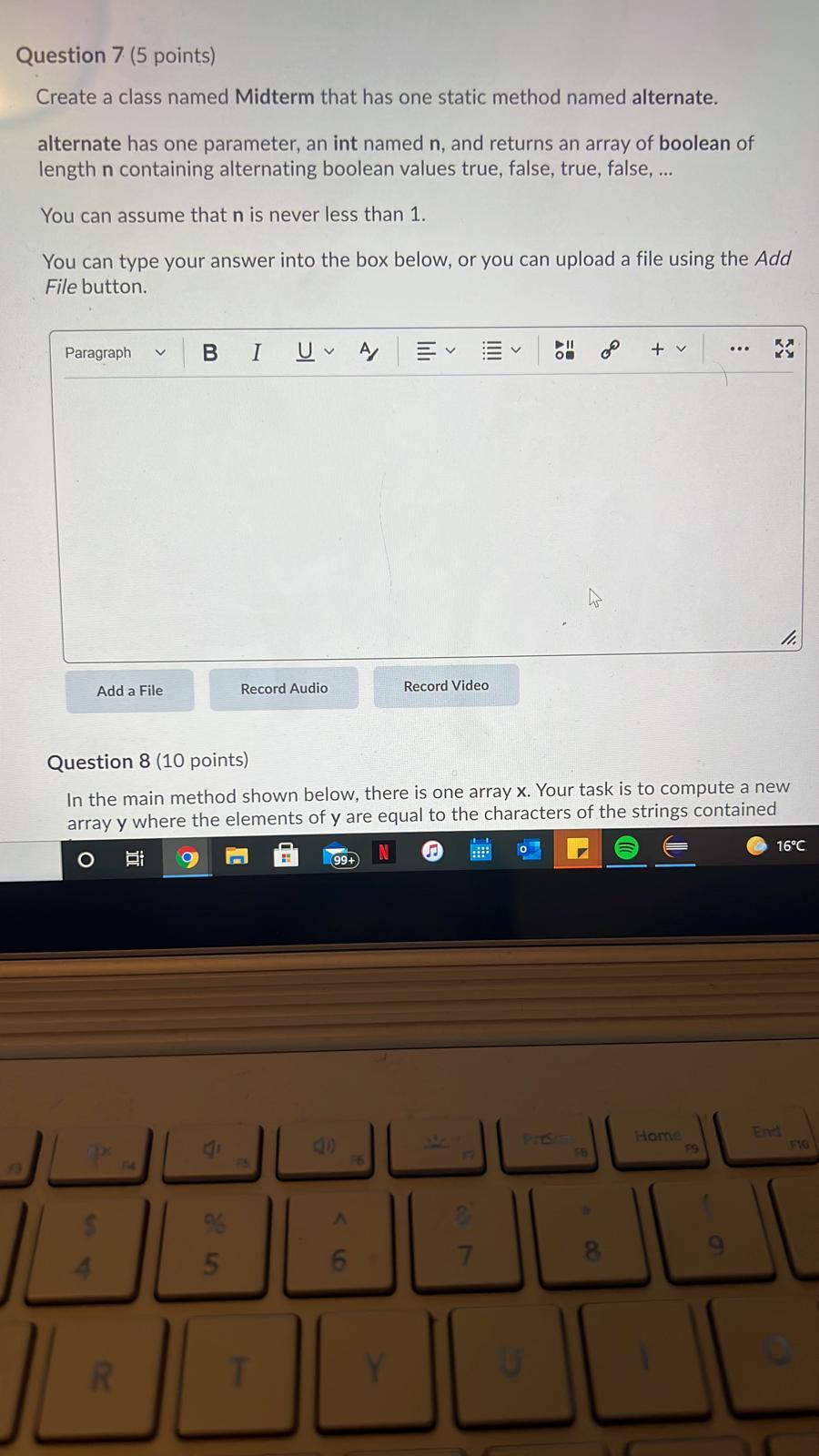 Solved Question 7 (5 points) Create a class named Midterm | Chegg.com