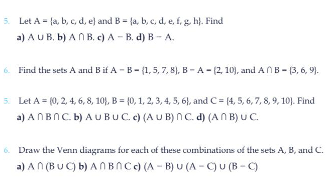 Solved Let A={a,b,c,d,e} ﻿and B={a,b,c,d,e,f,g,h}. | Chegg.com