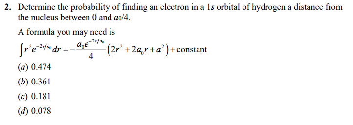 Solved Determine the probability of finding an electron in a | Chegg.com