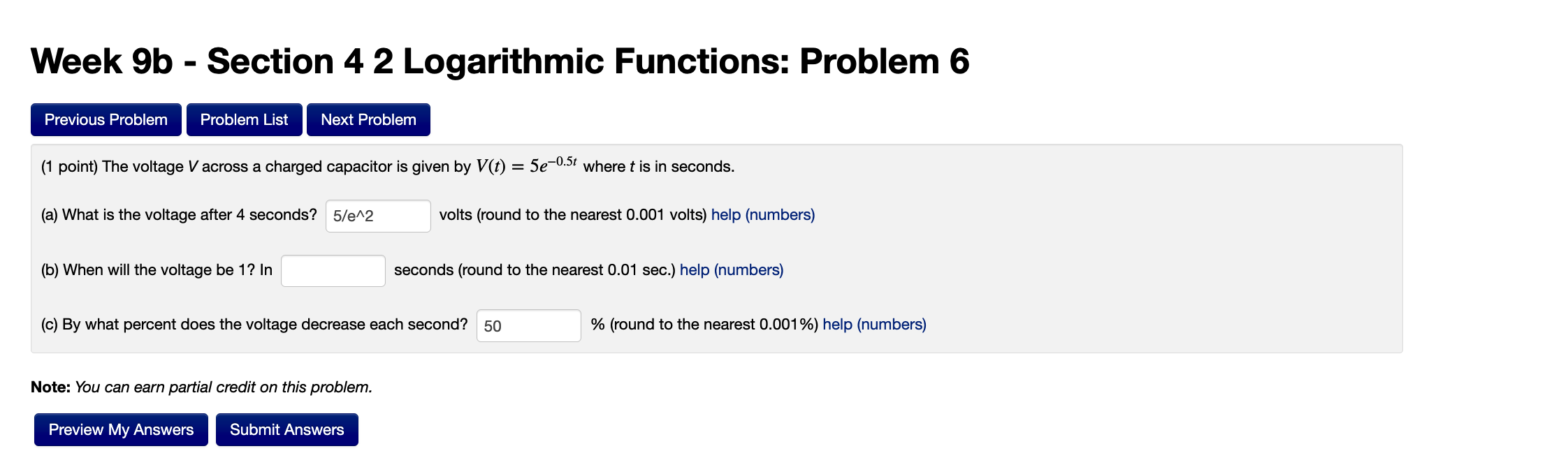 Solved Week 9b - Section 42 Logarithmic Functions: Problem 6 | Chegg.com