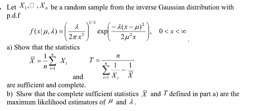 Solved Let X1, ,Xn be a random sample from the inverse | Chegg.com