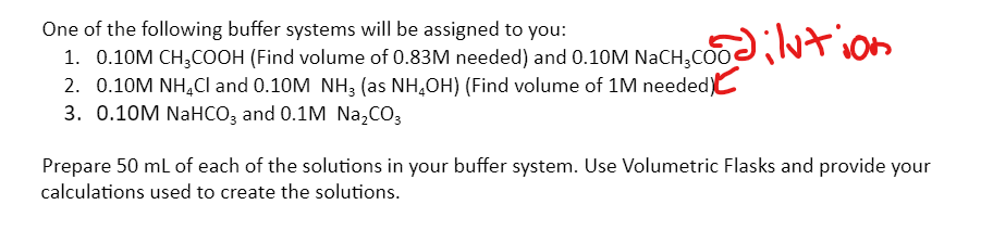 Solved One of the following buffer systems will be assigned | Chegg.com