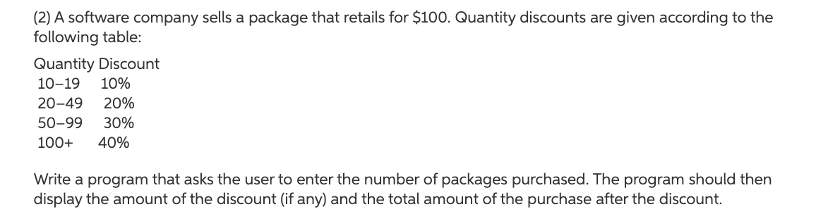 Solved (2) A software company sells a package that retails | Chegg.com