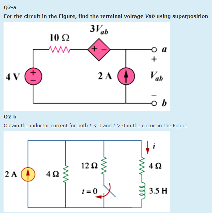 Solved Q2-aFor the circuit in the Figure, find the terminal | Chegg.com