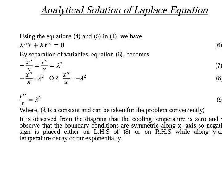 Solved Analytical Solution of Laplace Equation (6) Using the | Chegg.com