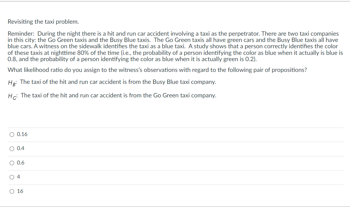 Solved Revisiting the taxi problem. Reminder: During the | Chegg.com