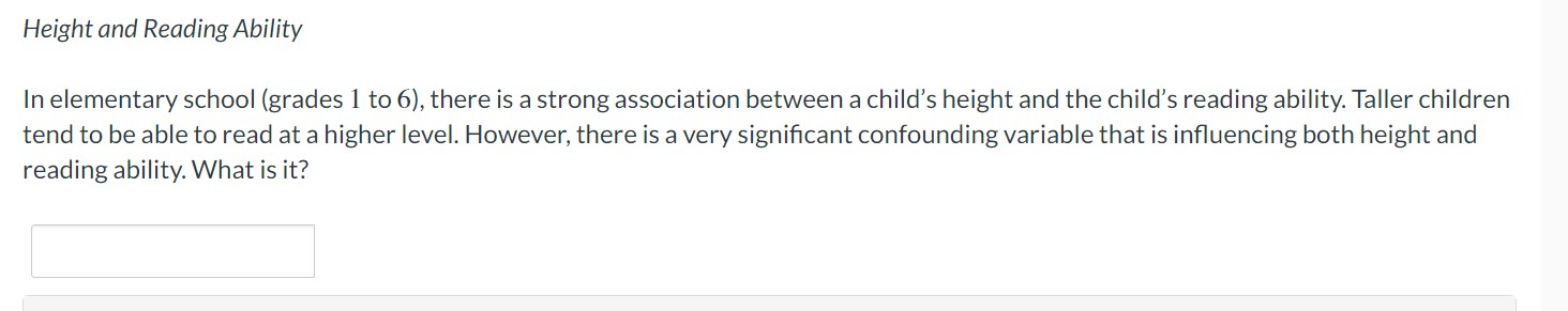Solved Height and Reading Ability In elementary school | Chegg.com