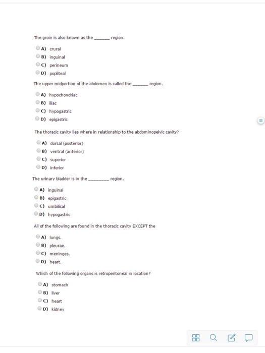 Solved The groin is also known as the _____ region. crural | Chegg.com