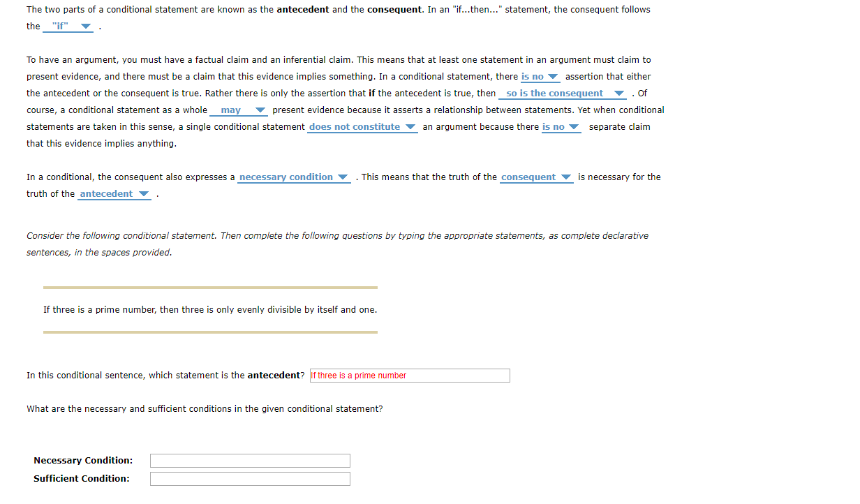 Solved The Two Parts Of A Conditional Statement Are Known As Chegg