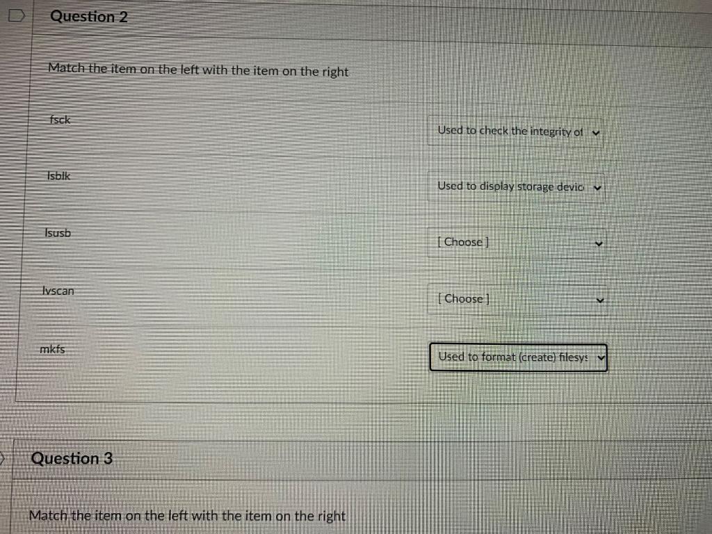 Solved Match the item on the left with the item on | Chegg.com