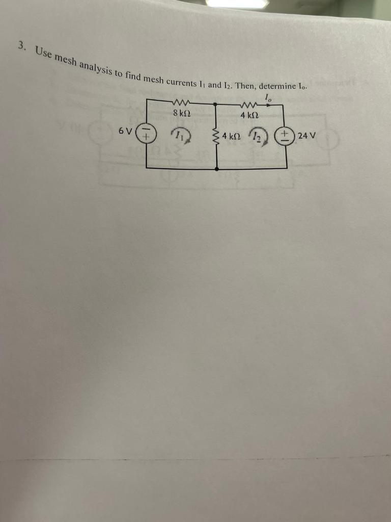 Solved 3. USe mesh analysis to find mesh currents I1 and I2. | Chegg.com