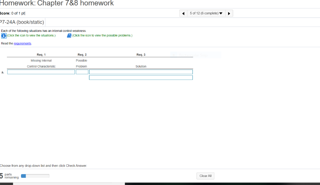 Homework Chapter 7and8 Homework Score 0 Of 1 Pt 5 Of