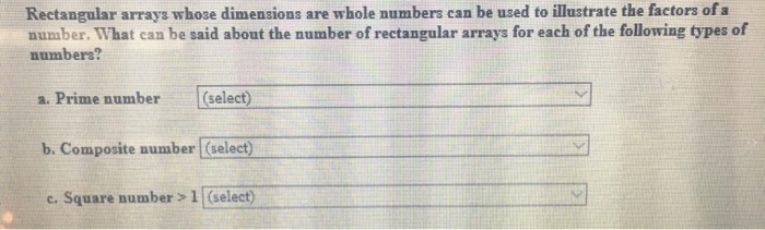 Solved Rectangular arrays whose dimensions are whole numbers | Chegg.com