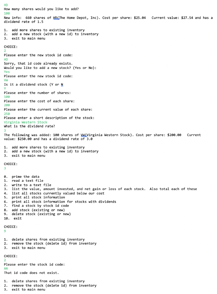Solved We want a menu-driven program that keeps track of | Chegg.com