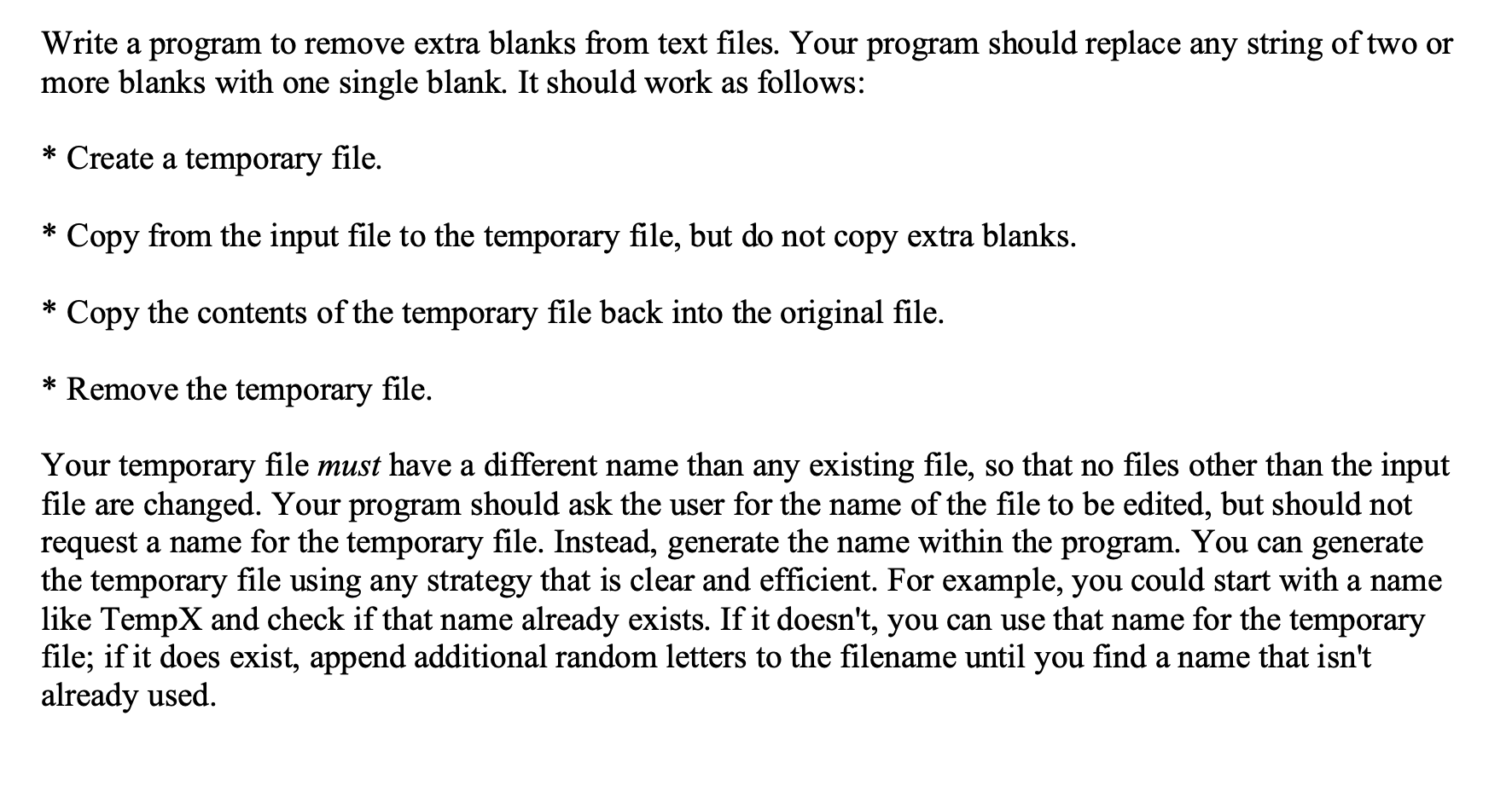 Write A Program To Remove Extra Blanks From Text Chegg