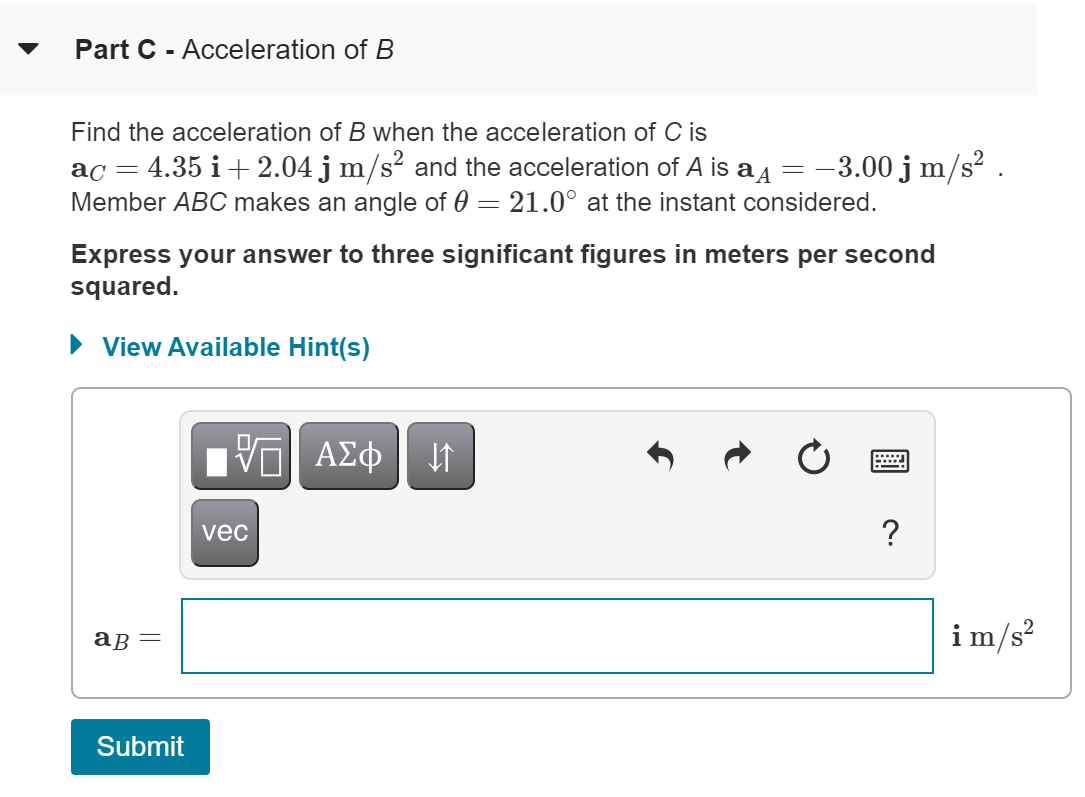 Solved Learning Goal: Part A - Acceleration of A Find the | Chegg.com