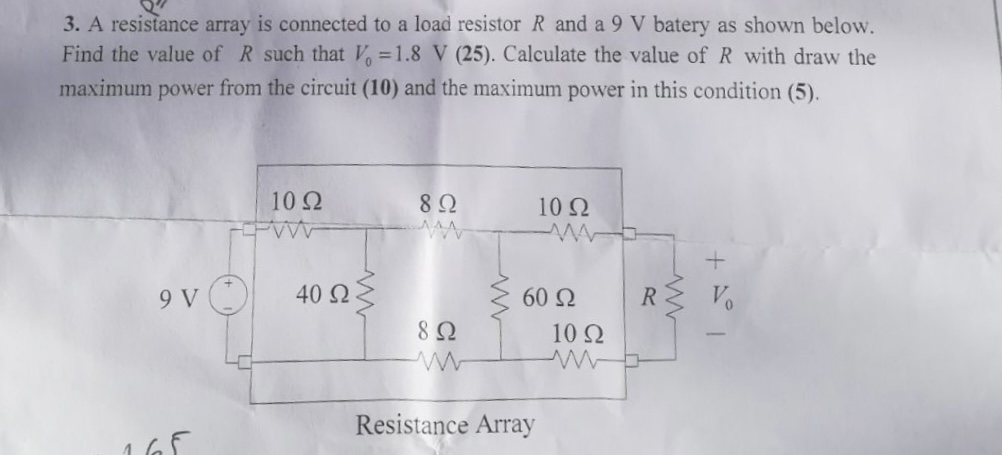 Solved 3. ﻿A resistance array is connected to a load | Chegg.com
