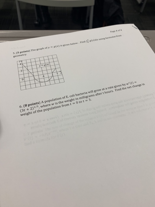 Solved Pagn 4 ot 5. (5 points) The graph of ygx) is given | Chegg.com