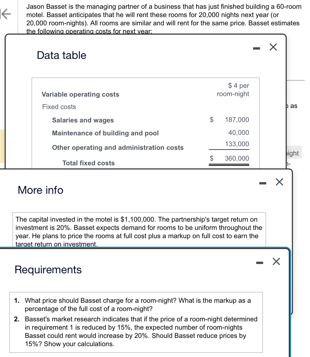 Solved target return on investment.RequirementsWhat price | Chegg.com