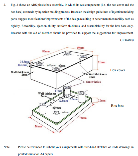 2 Fig. 2 shows an ABS plastic box assembly, in which | Chegg.com