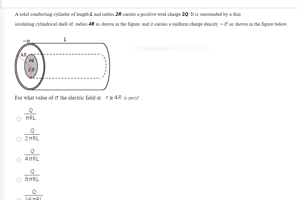 Solved A solid conducting cylinder of length L and radius 2R | Chegg.com