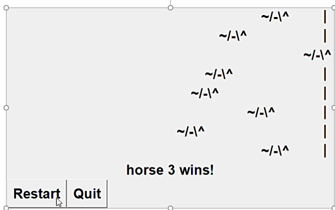 PYTHON - HORSE RACING I was required to set 8 labels | Chegg.com