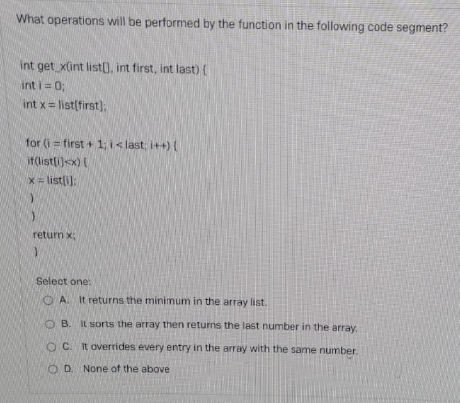 What operations will be performed by the function in | Chegg.com