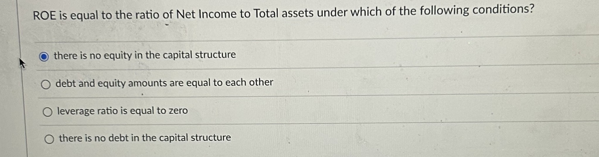 Solved ROE is equal to the ratio of Net Income to Total | Chegg.com