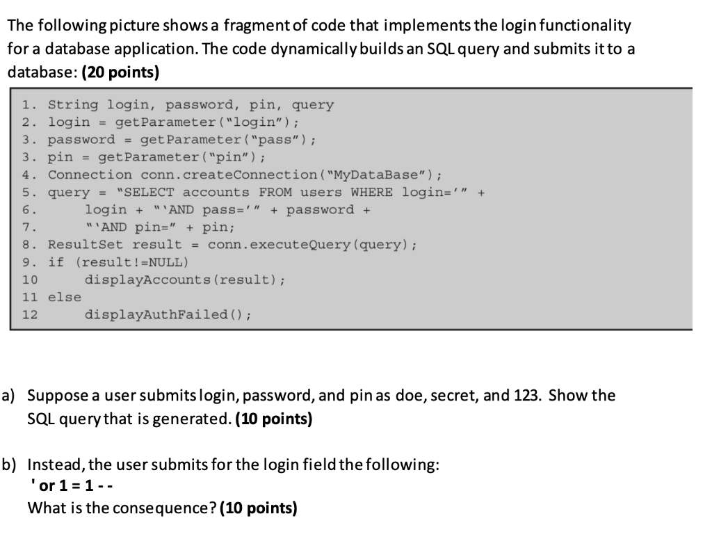 Solved The following picture shows a fragment of code that | Chegg.com