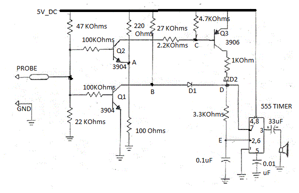 This is the schematic of the audio logic probe. The | Chegg.com