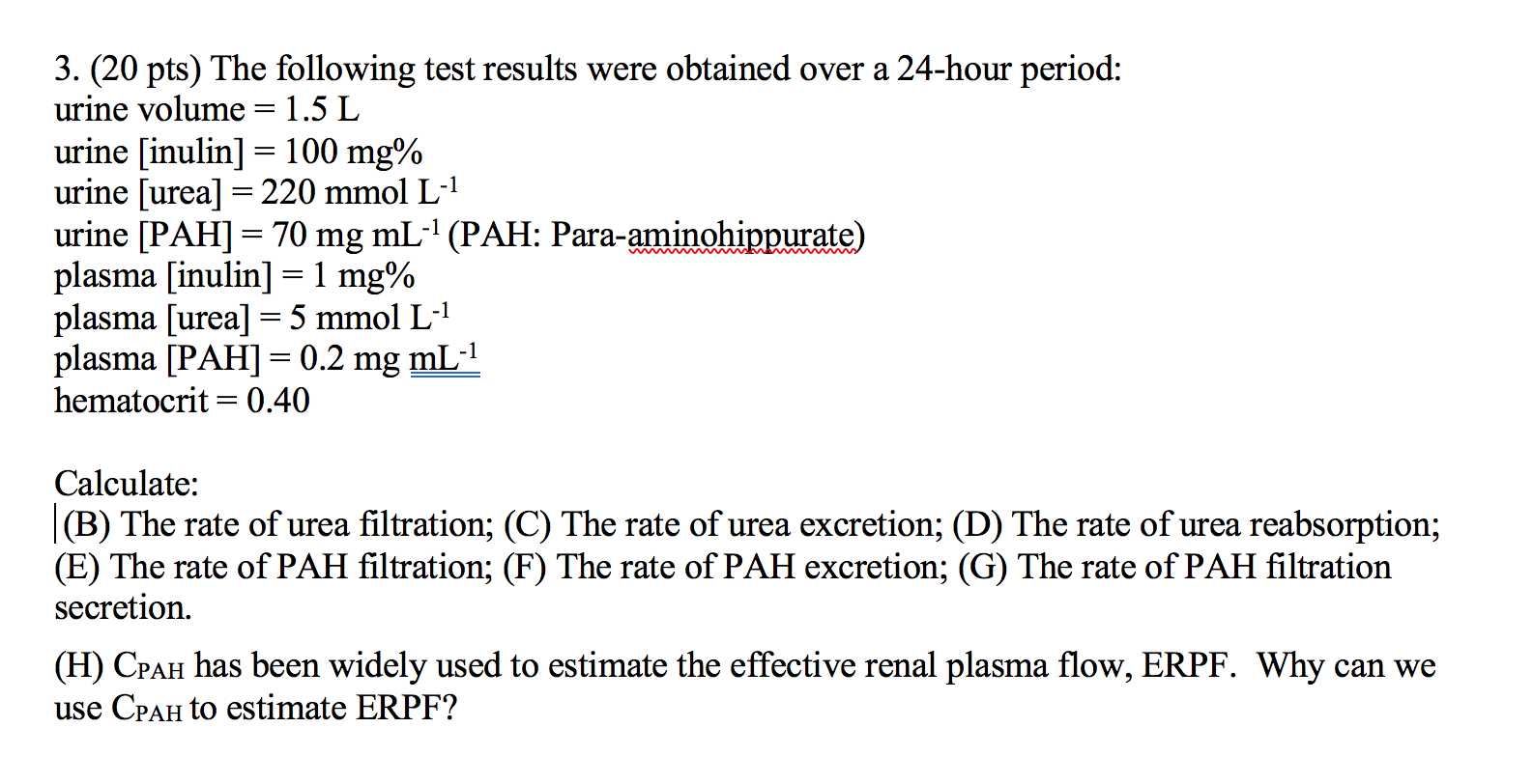 Solved 3. (20 pts) The following test results were obtained | Chegg.com