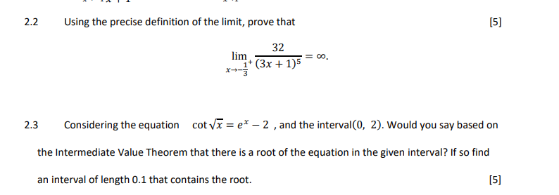 Solved 2.2 Using the precise definition of the limit, prove | Chegg.com