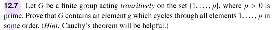Solved 12.7 Let G be a finite group acting transitively on | Chegg.com