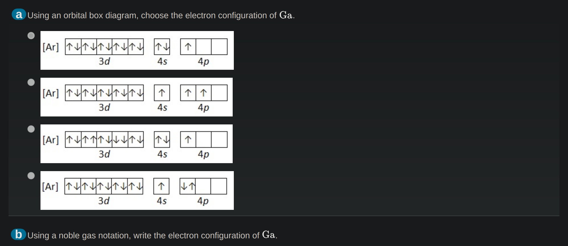 Solved a Using an orbital box diagram, choose the electron | Chegg.com