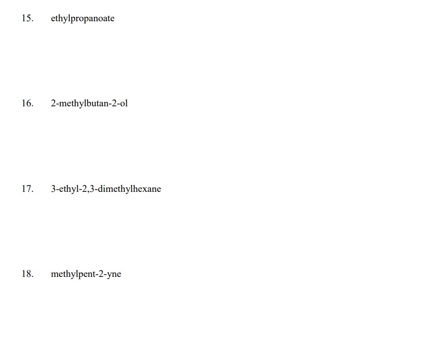 Solved Name the questions and write structural formula | Chegg.com