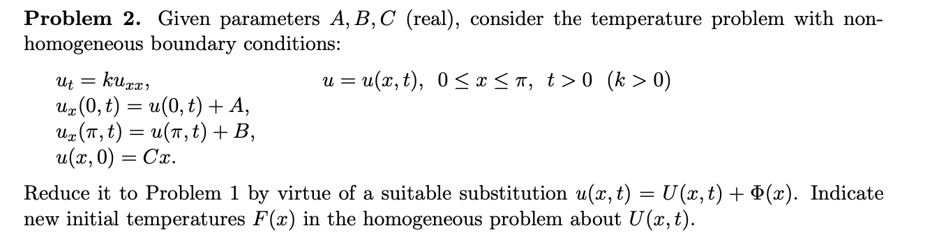 Solved Problem 2. ﻿Given parameters A,B,C (real), ﻿consider | Chegg.com
